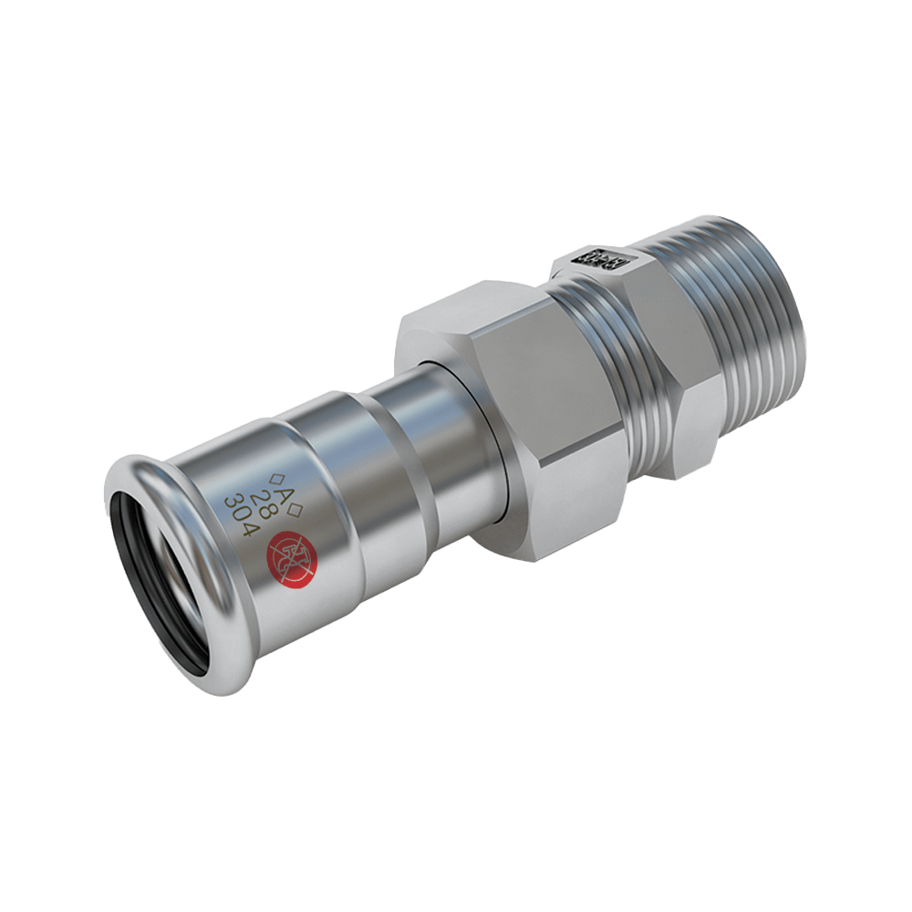 Rohrverschraubung flach dichtend mit kon. AG (R) - ISO 7-1 18 x 1/2" - Conex Bänninger - Deutschland