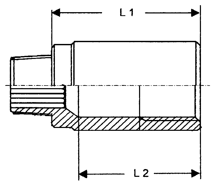 Hahnverlängerung mit zyl. IG (Rp) und kon. AG (R) - ISO 7-1 3/4" x 40 - Conex Bänninger ...